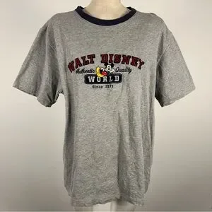Disney | Shirts | Walt Disney World Mickey Mouse Ringer Tee Gray Blue ...